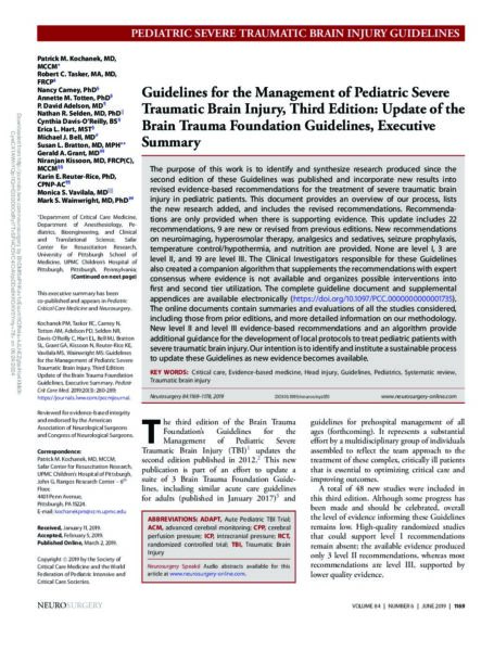 Guidelines for the Management of Pediatric Severe Traumatic Brain ...