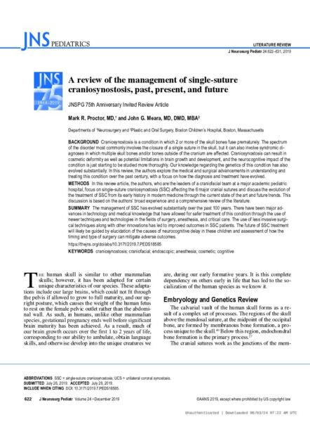 A Review of the Management of Single-Suture Craniosynostosis, Past, Present, and Future - ISPN ...