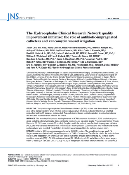 The Hydrocephalus Clinical Research Network Quality Improvement ...
