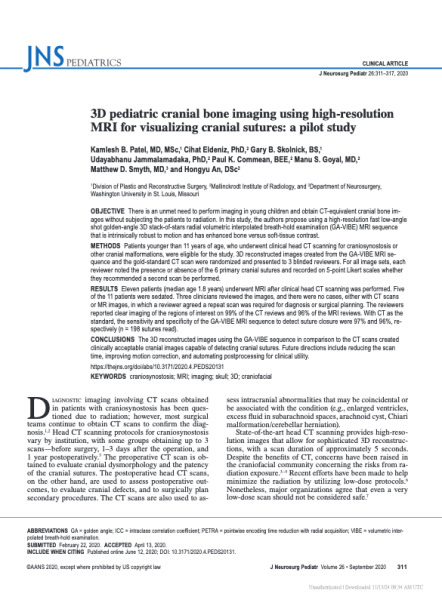 3D pediatric cranial bone imaging using high-resolution MRI for ...