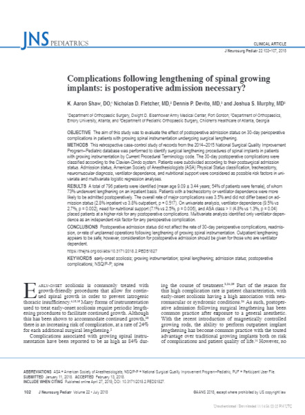 Complications following lengthening of spinal growing implants: is ...
