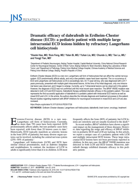 Dramatic efficacy of dabrafenib in Erdheim-Chester disease (ECD): a ...