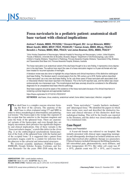 Fossa navicularis in a pediatric patient: anatomical skull base variant ...