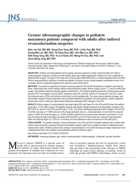 Greater ultrasonographic changes in pediatric moyamoya patients ...