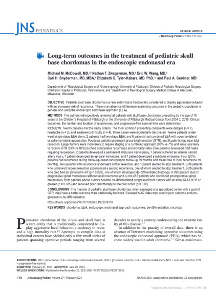 Long-term outcomes in the treatment of pediatric skull base chordomas ...