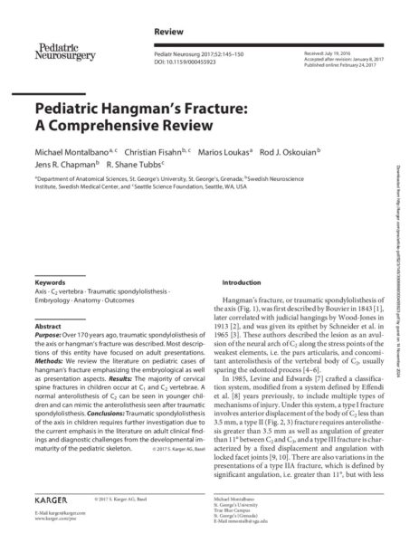 Pediatric Hangman's Fracture: A Comprehensive Review - ISPN Library