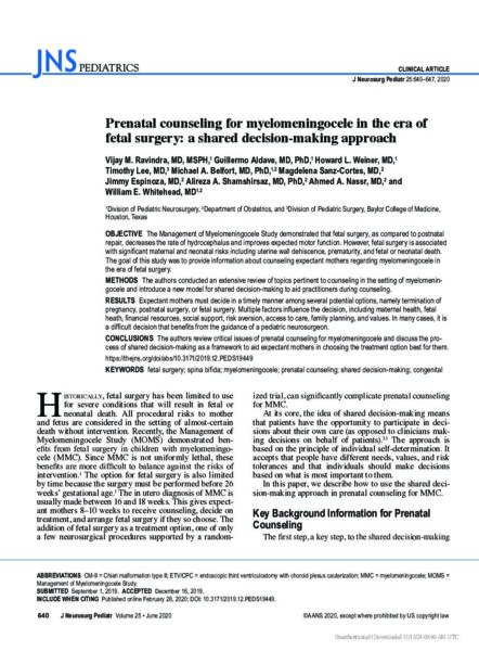 Prenatal counseling for myelomeningocele in the era of fetal surgery: a ...