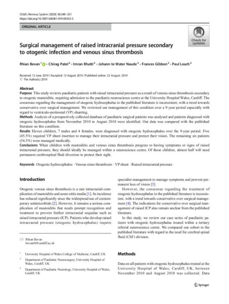 Surgical management of raised intracranial pressure secondary to ...