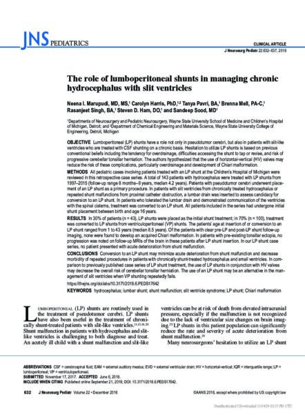 The role of lumboperitoneal shunts in managing chronic hydrocephalus ...
