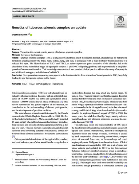 Genetics of Tuberous Sclerosis Complex: An Update - ISPN Library