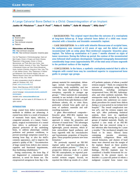 A Large Calvarial Bone Defect in a Child: Osseointegration of an Implant - ISPN Library