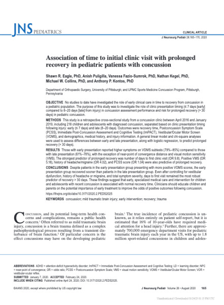 Association of time to initial clinic visit with prolonged recovery in ...