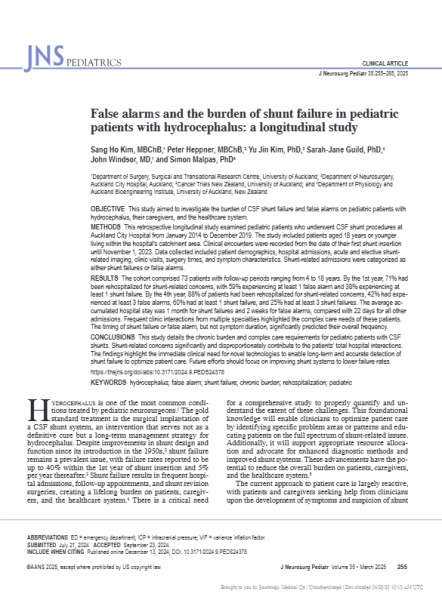 False Alarms and the Burden of Shunt Failure in Pediatric Patients with ...
