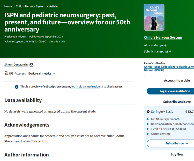 ISPN and Pediatric Neurosurgery : Past, Present, and Future - Overview ...