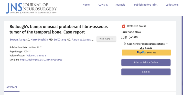 Bullough's bump: unusual protuberant fibro-osseous tumor of the ...