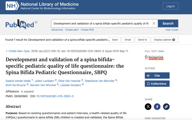 Development and validation of a spina bifida-specific pediatric quality ...