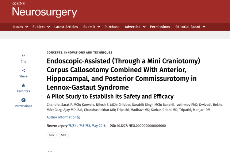 Endoscopic-Assisted (Through a Mini Craniotomy) Corpus Callosotomy ...