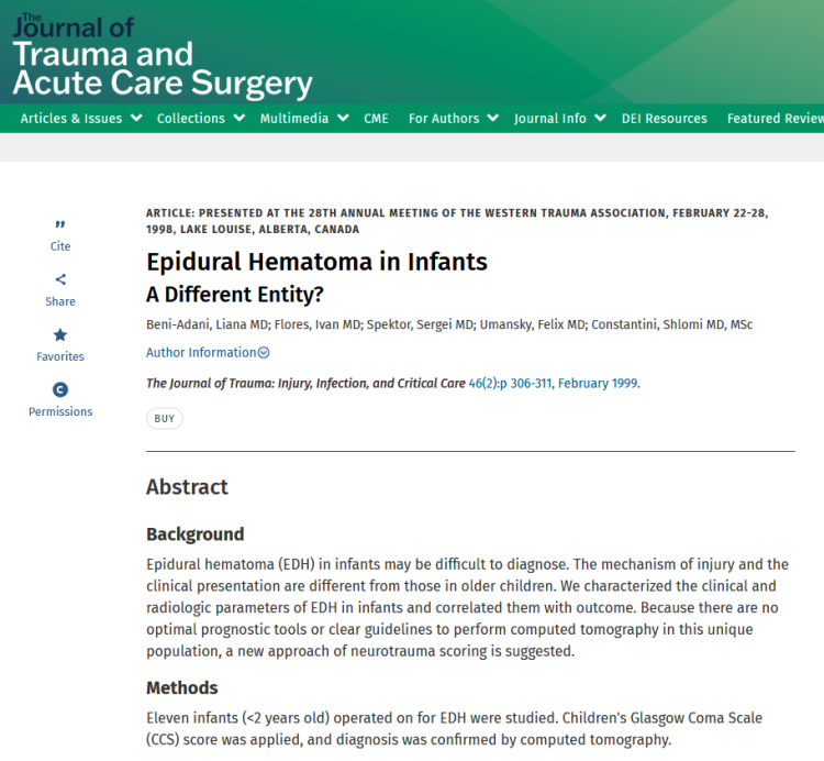 Epidural Hematoma in Infants: a Different Entity? - ISPN Library