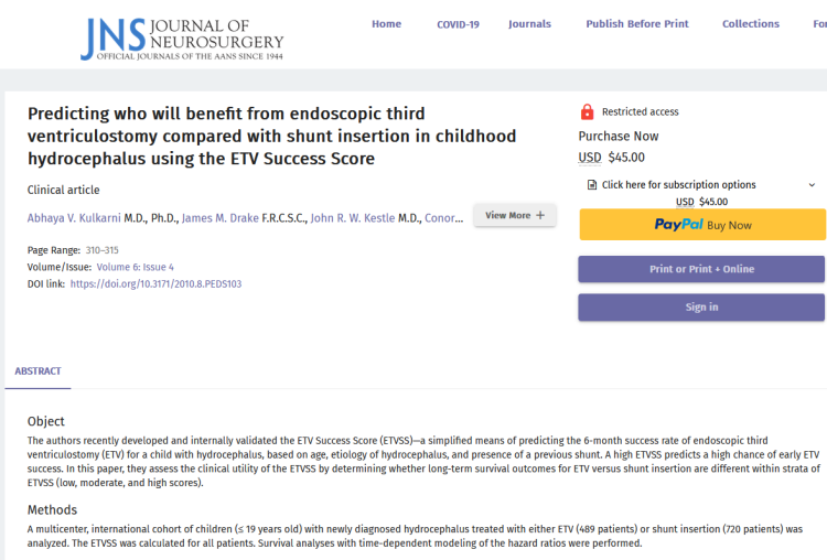Predicting who Will Benefit from Endoscopic Third Ventriculostomy ...