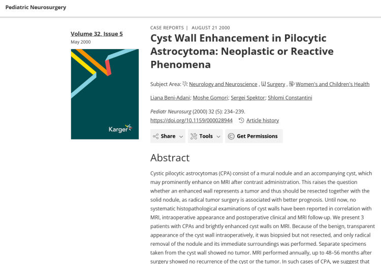 Cyst Wall Enhancement in Pilocytic Astrocytoma: Neoplastic or Reactive ...
