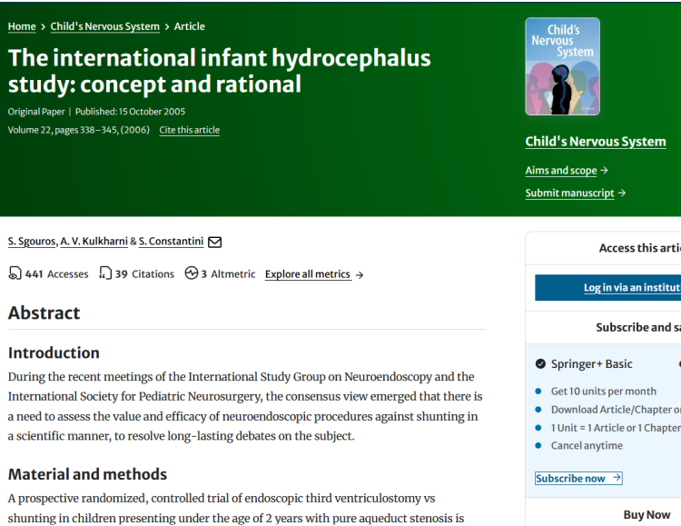 The International Infant Hydrocephalus Study: Concept and Rational ...