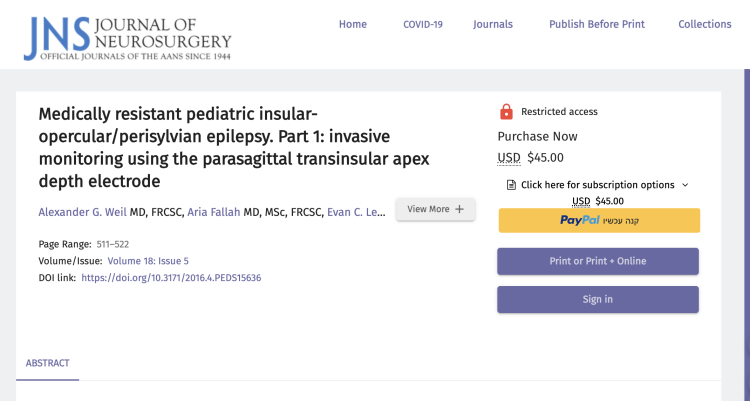 Medically resistant pediatric insular-opercular/perisylvian epilepsy ...