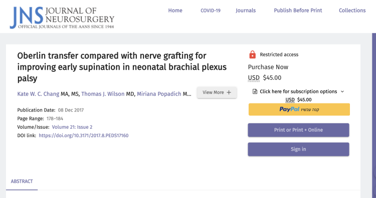 Oberlin transfer compared with nerve grafting for improving early ...