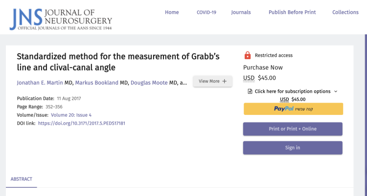 Standardized method for the measurement of Grabb's line and clival ...