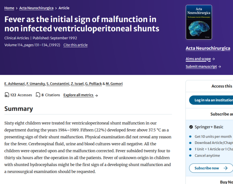 Fever as the Initial Sign of Malfunction in Non Infected ...