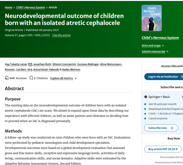 Neurodevelopmental Outcome of Children Born With an Isolated Atretic ...