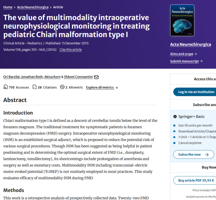 The Value of Multimodality Intraoperative Neurophysiological Monitoring ...