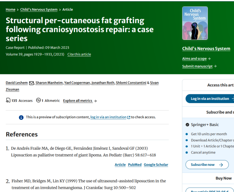 Structural Per-Cutaneous Fat Grafting Following Craniosynostosis Repair ...