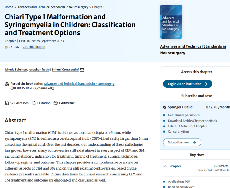 Chiari Type 1 Malformation and Syringomyelia in Children ...
