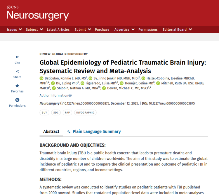 Global Epidemiology of Pediatric Traumatic Brain Injury: Systematic ...